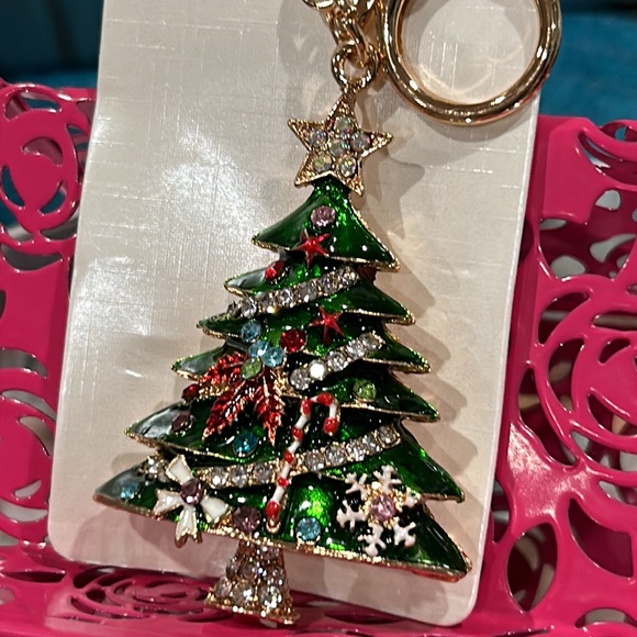 Accessories | Decorated Christmas Tree Keychain With Rhinestones Gold ...